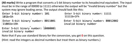40 ﻿marks ﻿write A Program That Converts A 5 Bit
