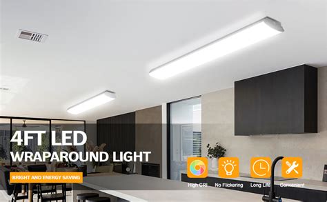 Antlux 4ft Led Wraparound Light Fixtures 4800 Lumens 4000k 4 Foot Led