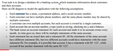 solved your task is to design a database for a banking