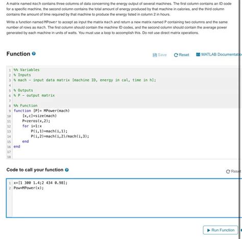 Solved A Matrix Named Mach Contains Three Columns Of Data