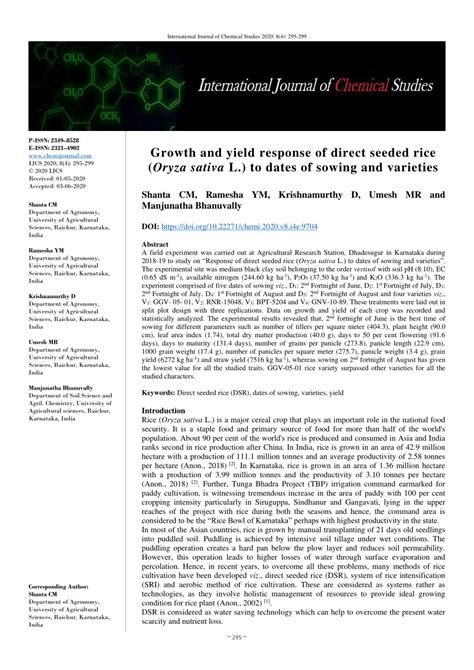 Pdf Effect Of Sowing Dates And Varieties On Economics And Nutrient Status Of Direct Seeded
