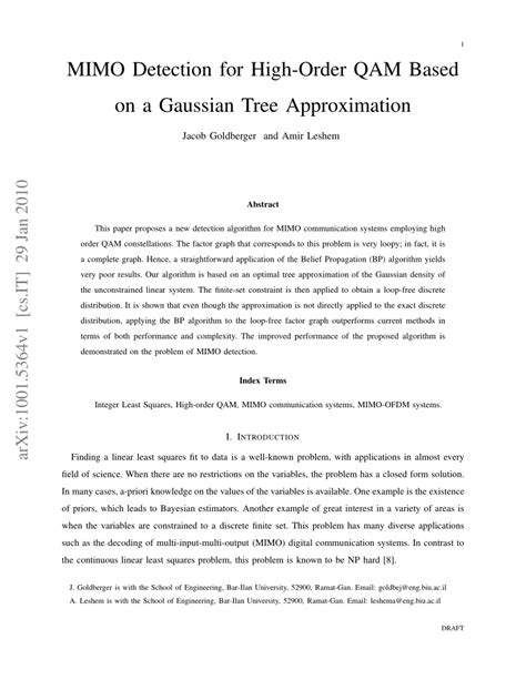 Pdf Mimo Detection For High Order Qam Based On A Gaussian Tree