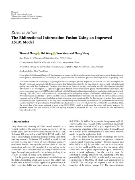 Pdf The Bidirectional Information Fusion Using An Improved Lstm Model