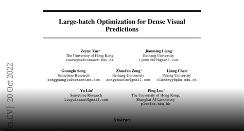 Paper Page Large Batch Optimization For Dense Visual Predictions