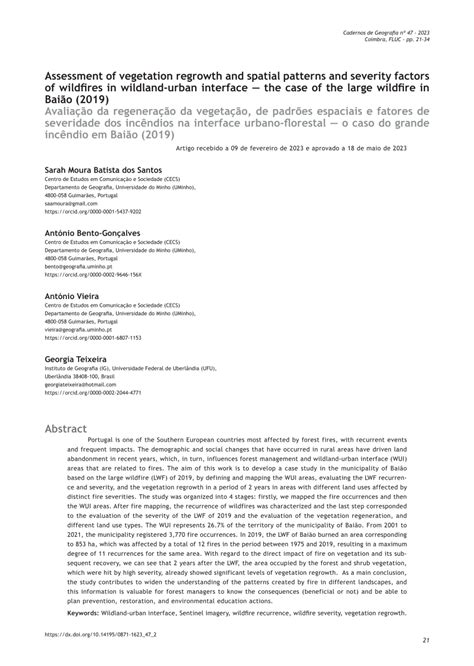 Pdf Assessment Of Vegetation Regrowth And Spatial Patterns And