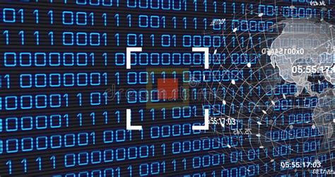 image of binary coding and globe on black background stock image image of people information