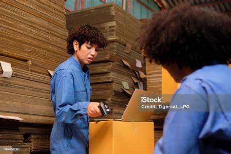 두 명의 작업자가 바코드 스캐너를 사용하여 소포 창고에서 주문 재고를 확인합니다 2명에 대한 스톡 사진 및 기타 이미지 2명 Qr코드 검사 보기 Istock