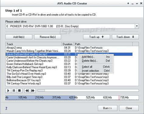 AVS Audio CD Creator Screenshot And Download At SnapFiles Com