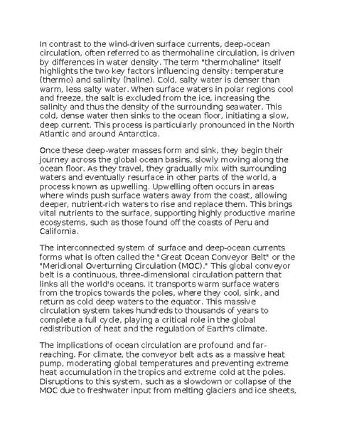 Ocean Circulation In Earth Science Reading And Writing Worksheet 100 Editable