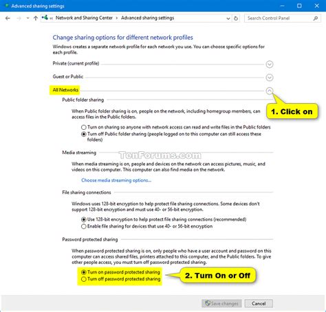 Turn On Or Off Password Protected Sharing In Windows 10 Tutorials