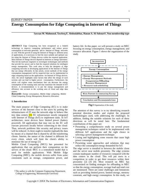 Edited Energy Consumption For Edge Computing In Internet Of Things Final V2 Pdf Internet