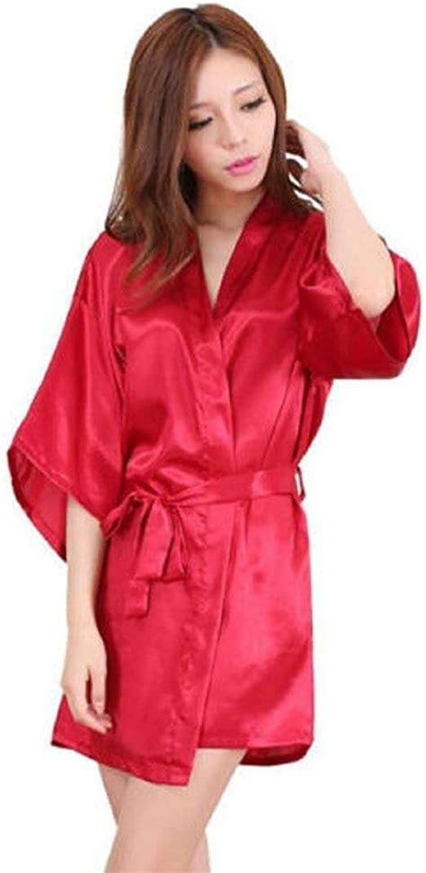 Nightwear Kimono Sexy Nightwear Silk Satin Lace Dressing Gown Bath Robe