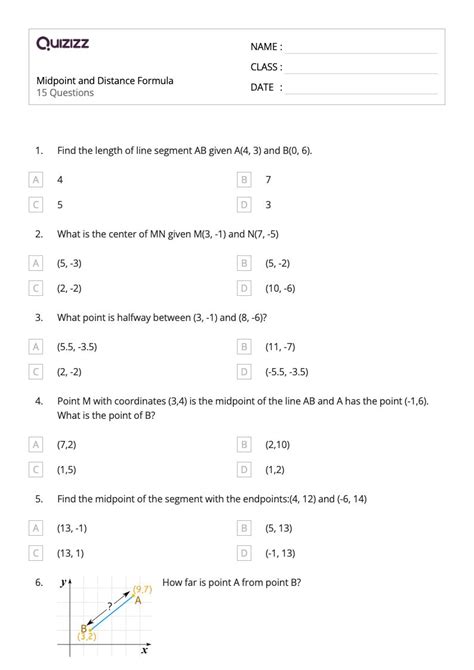 50 distance formula worksheets on quizizz free and printable