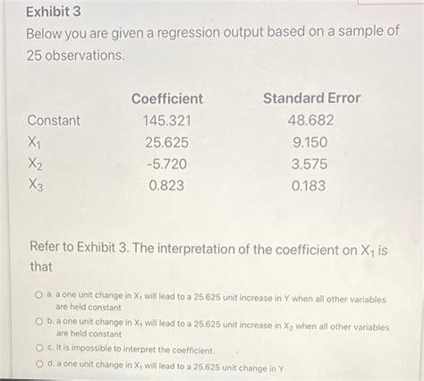 Solved Exhibit Below You Are Given A Regression Output Chegg
