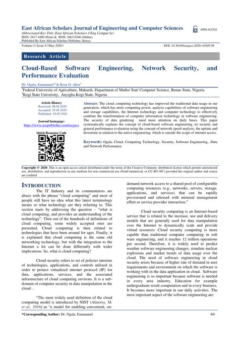 Pdf Cloud Based Software Engineering Network Security And