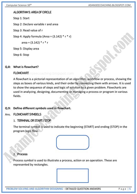 Adamjee Coaching Problem Solving And Algorithm Designing Detailed Question Answers Computer