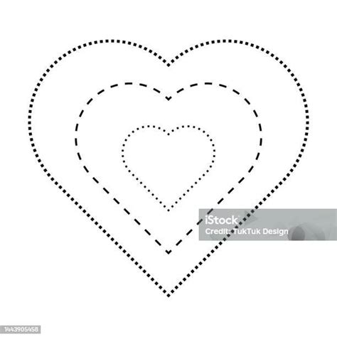 추적 하트 모양 기호 유치원 유치원 및 몬테소리 어린이 사전 작성 그리기 및 절단 연습 활동을 위한 점선 및 점선 요소 0명에