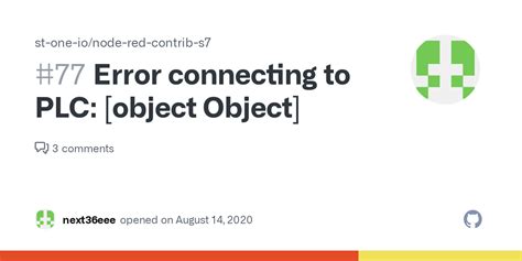 Error Connecting To PLC Object Object Issue 77 St One Io Node