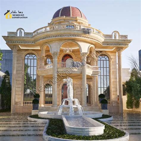 طراحی نمای ساختمان دو طبقه کلاسیک فوق العاده شیک و لاکچری