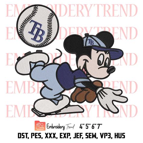 Baseball Tampa Bay Rays Mickey Embroidery Mlb Baseball Design File