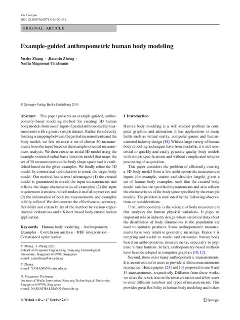 Pdf Example Guided Anthropometric Human Body Modeling