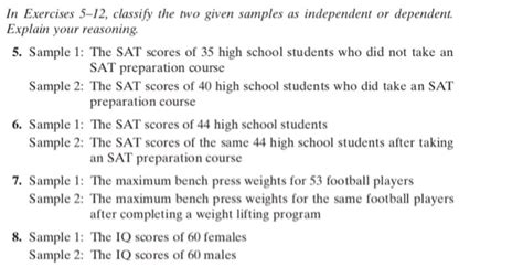solved in exercises 5 12 classify the two given samples as