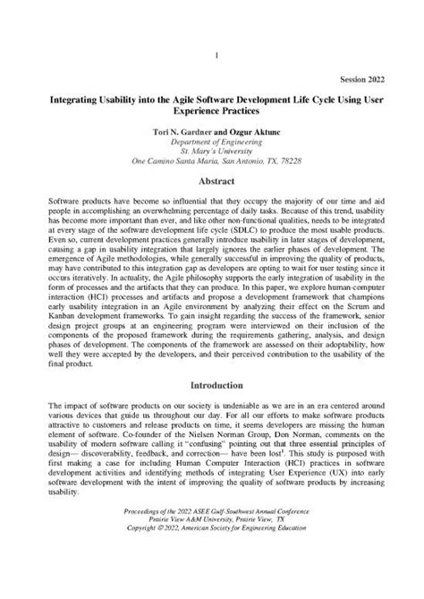 Agile Software Development Life Cycle Pdf 196126 Integrating Usability Into The Agile Software