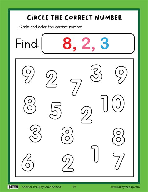 Circle And Color The Correct Number Worksheet Free Printable Puzzle Games