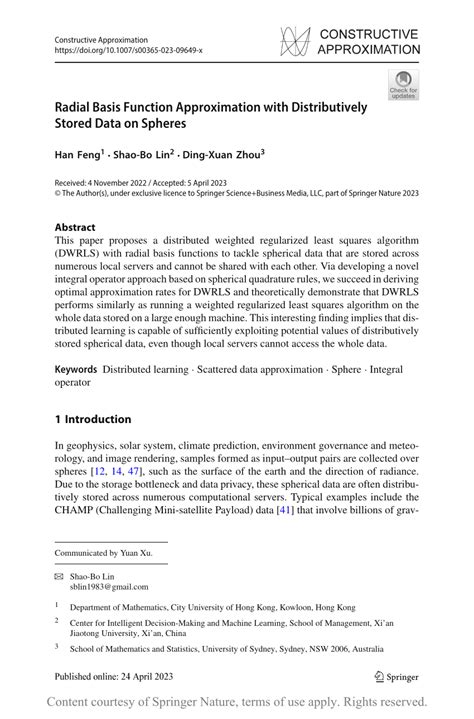Radial Basis Function Approximation With Distributively Stored Data On