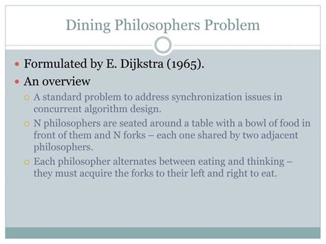 Ppt Solution To The Dining Philosophers Problem Powerpoint Presentation Id 3015954