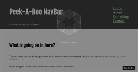 fixed navigation bar that shows up after specified element codesandbox