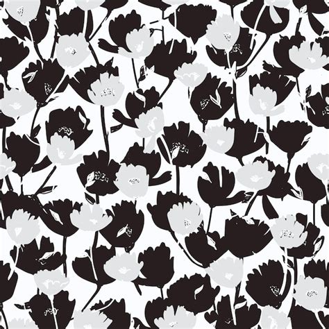 Premium Vector Monochrome Abstract Seamless Pattern Black And White Botanical Illustration