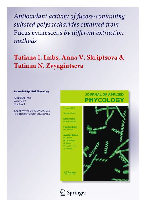 Pdf Antioxidant Activity Of Fucose Containing Sulfated