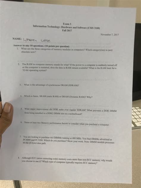 Solved Exam 3 Information Technology Hardware And Software Chegg Com