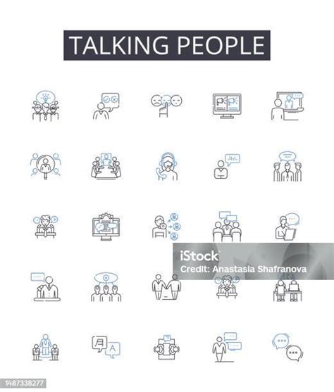 말하는 사람 라인 아이콘 모음입니다 불일치 거래 회계 감사 잔액 부기 청산 벡터 및 선형 그림 비교 오류 조정 개요 표지판 세트