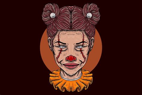 Clown Girl Head Vector Illustration Gráfico Por Epicgraphic · Creative Fabrica