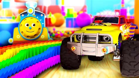 Мультик для малышей про машинки и паровозики Учим цифры фигуры и цвета Мультфильмы про