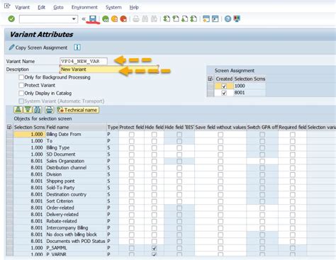 Report Variant Transport Sapcodes