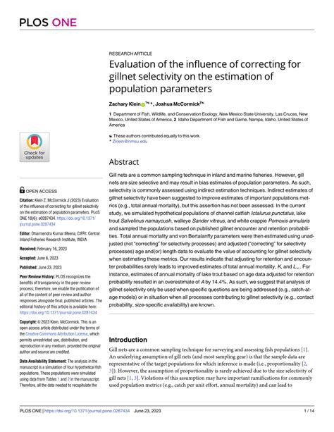 Pdf Evaluation Of The Influence Of Correcting For Gillnet Selectivity On The Estimation Of