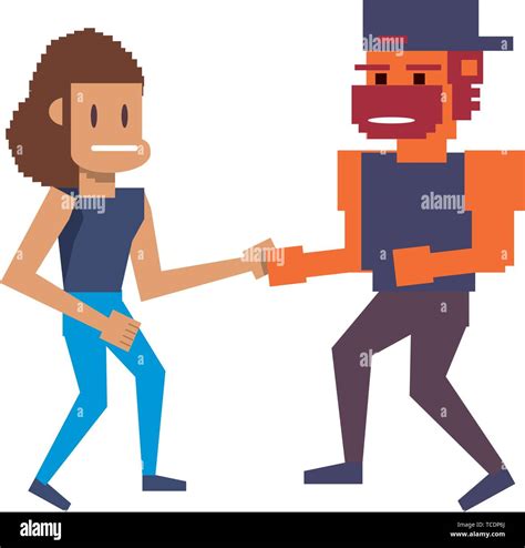 Retro Videogame Pixelated Cartoons Isolated Stock Vector Image And Art