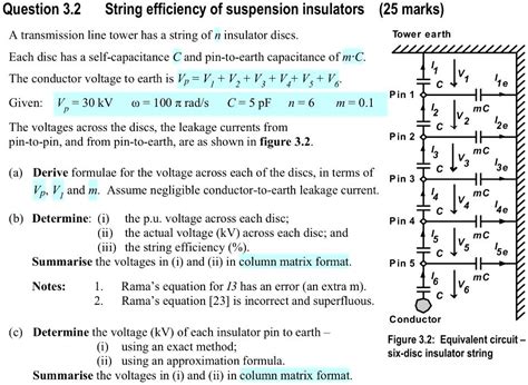 Solved Question 32 String Efficiency Of Suspension Insulators 25 Marks A Transmission Line