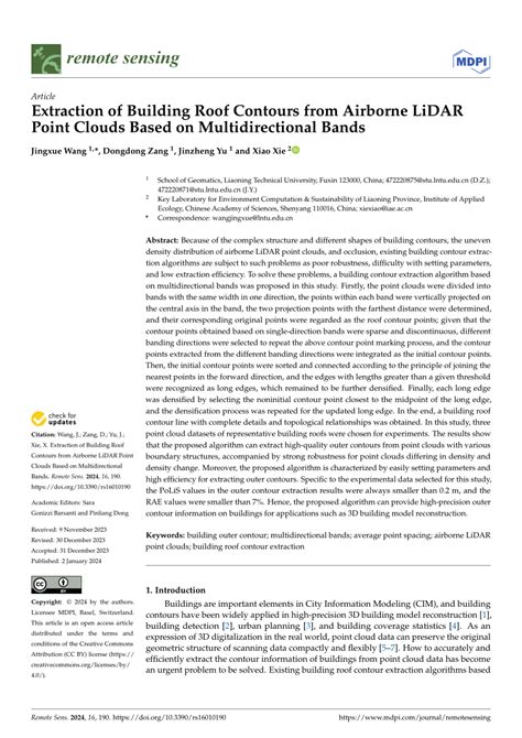 PDF Extraction Of Building Roof Contours From Airborne LiDAR Point Clouds Based On