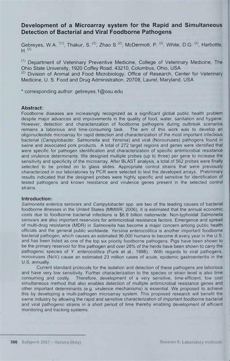Pdf Development Of A Microarray System For The Rapid And Simultaneous Detection Of Bacterial