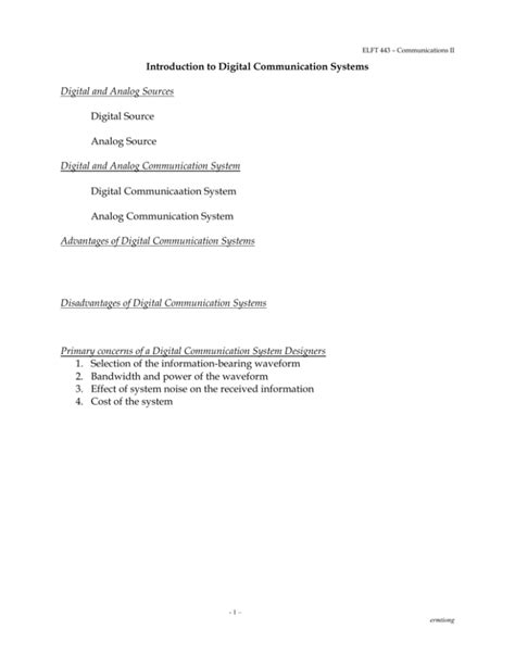 Introduction To Digital Communication Systems