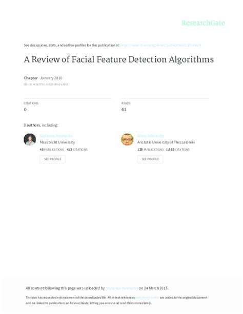 pdf a review of facial feature detection algorithms