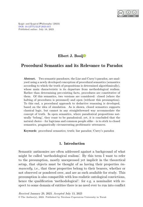 Pdf Procedural Semantics And Its Relevance To Paradox