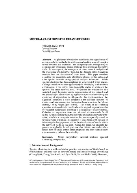 Pdf Spectral Clustering For Urban Networks