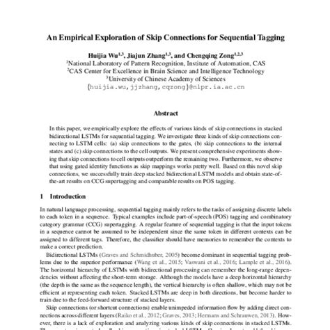 An Empirical Exploration Of Skip Connections For Sequential Tagging