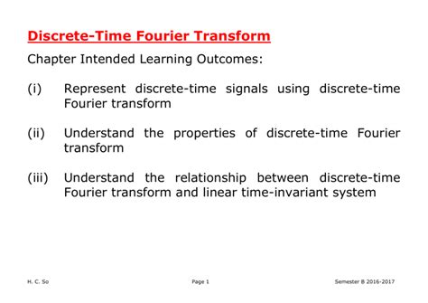 Discrete Time Fourier Transform Lecture Notes