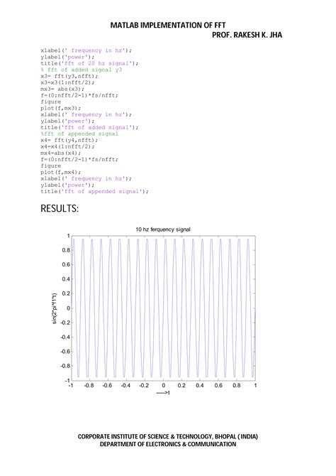 matlab implementation of fast fourier transform pdf